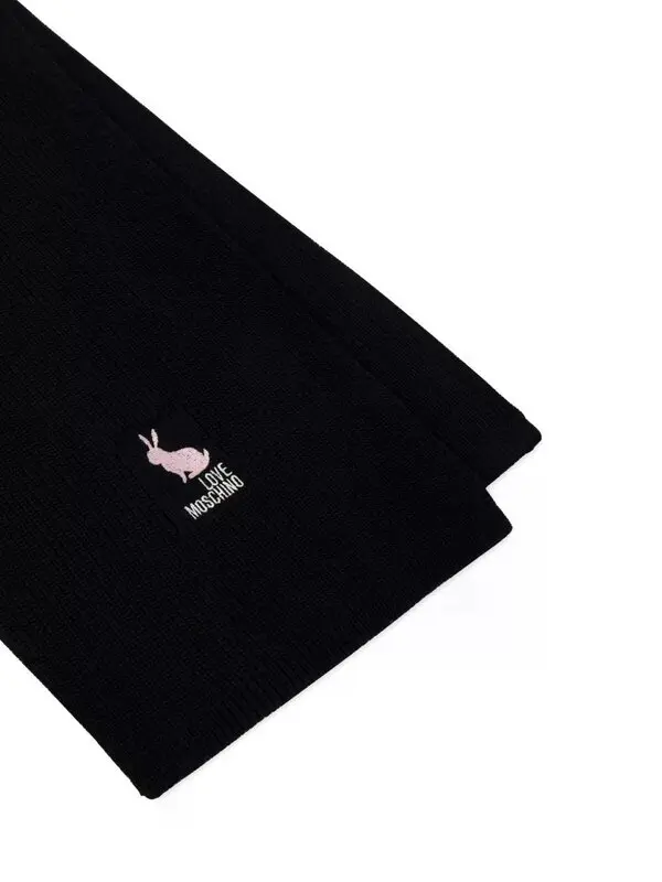 Moschino Rabbit-motif Ribbed-knit Scarf