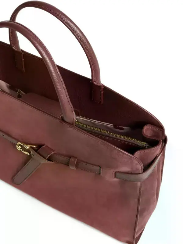 COCCINELLE Sabine Large Buckle-detail Suede Tote Bag - Red