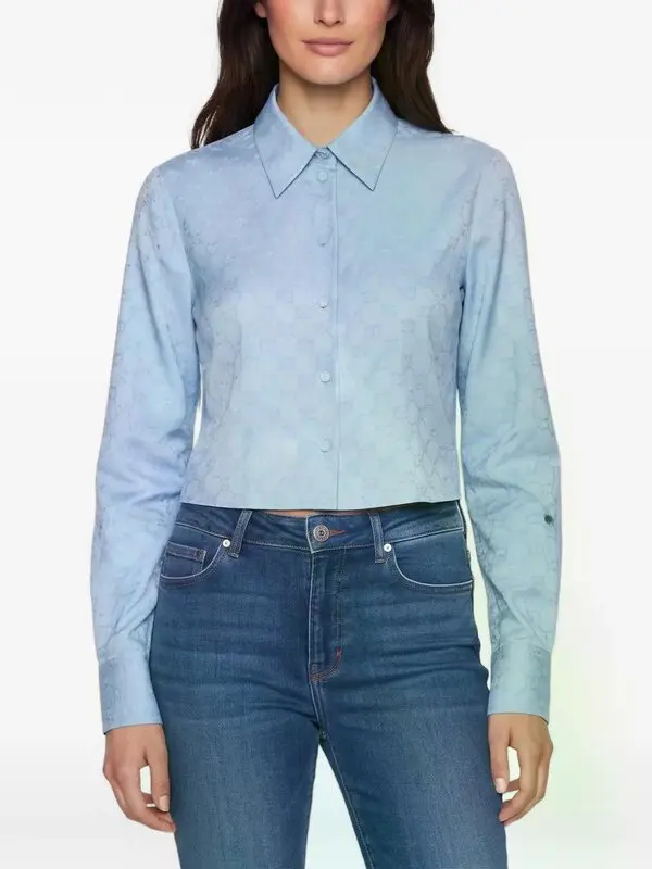 Gucci 2024 Gg Supreme Cropped Shirt - Blue