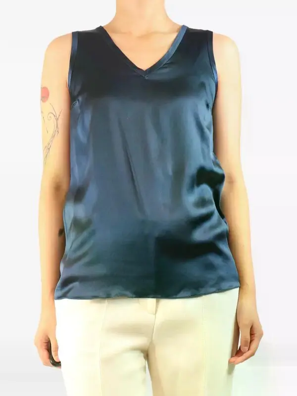 Brunello Cucinelli Sleeveless Satin Top - Blue