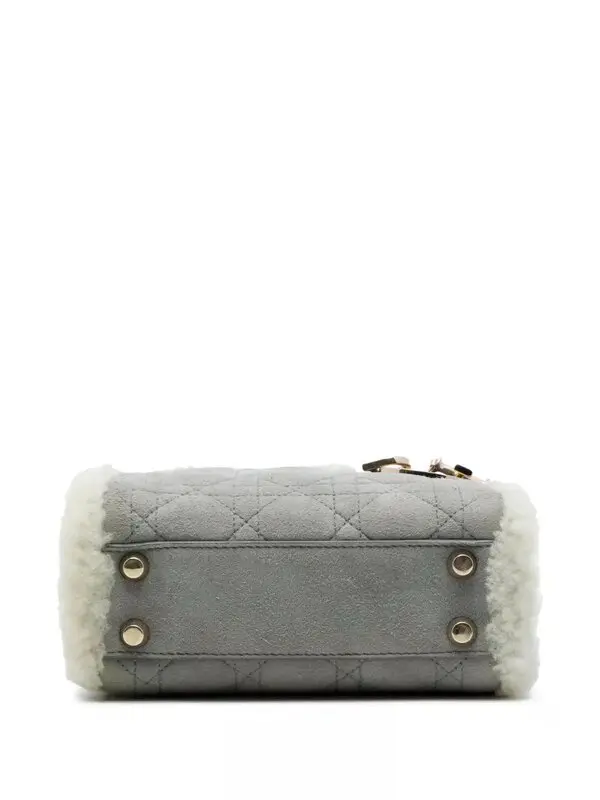 Dior 2015-2026 Mini Shearling Trimmed Suede Cannage Lady Satchel