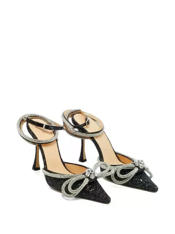Mach & Mach Double Bow Ankle-strap Pumps - Black