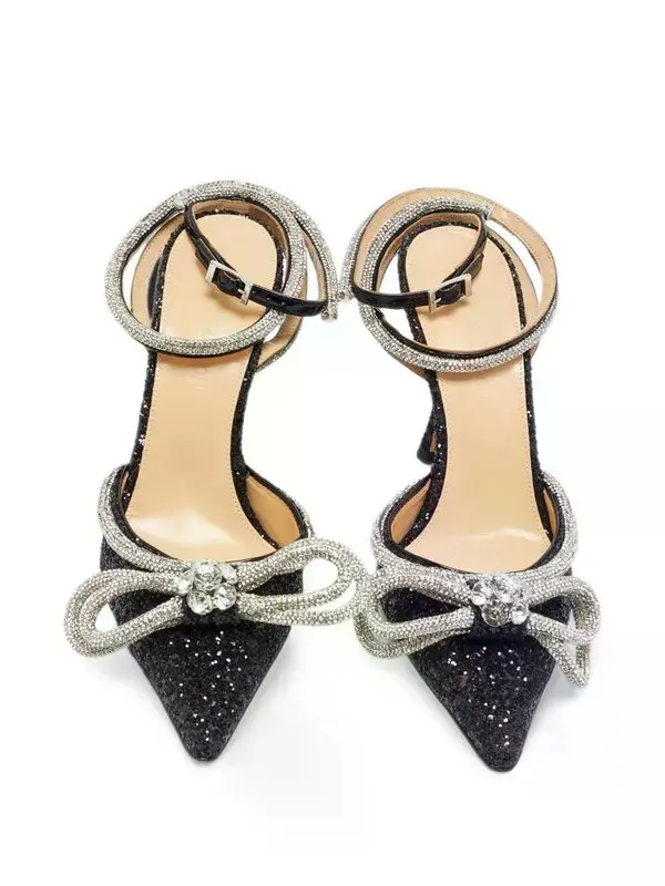 Mach & Mach Double Bow Ankle-strap Pumps