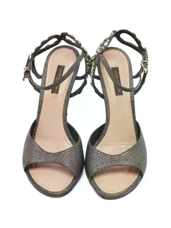 LOUIS VUITTON Python-embossed Crystal-embellished Sandals