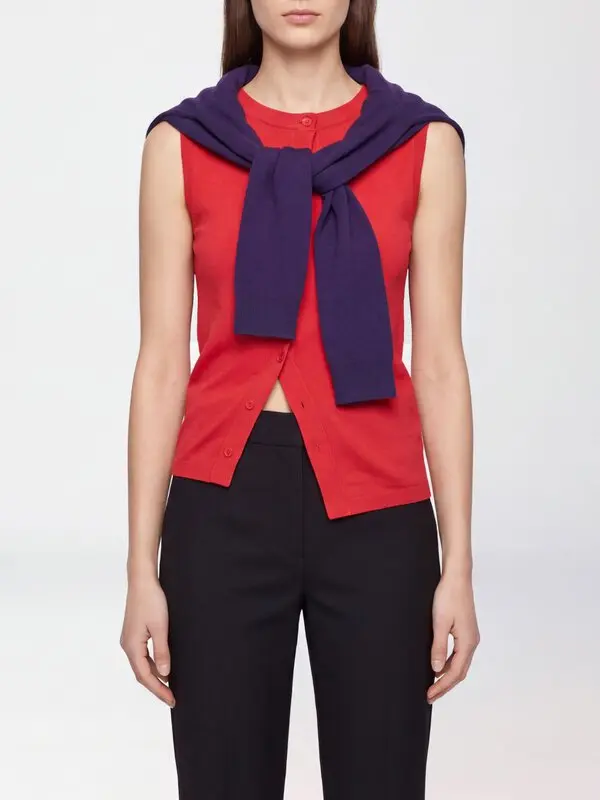 JW Anderson Asymmetrical Wool Top With Side Buttons And Dropped Shoulders - Red