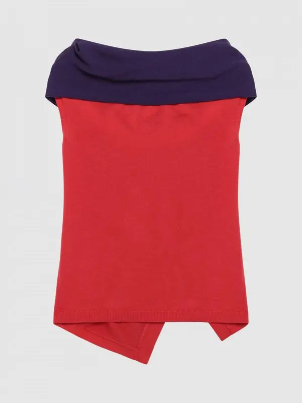 JW Anderson Asymmetrical Wool Top With Side Buttons And Dropped Shoulders - Red