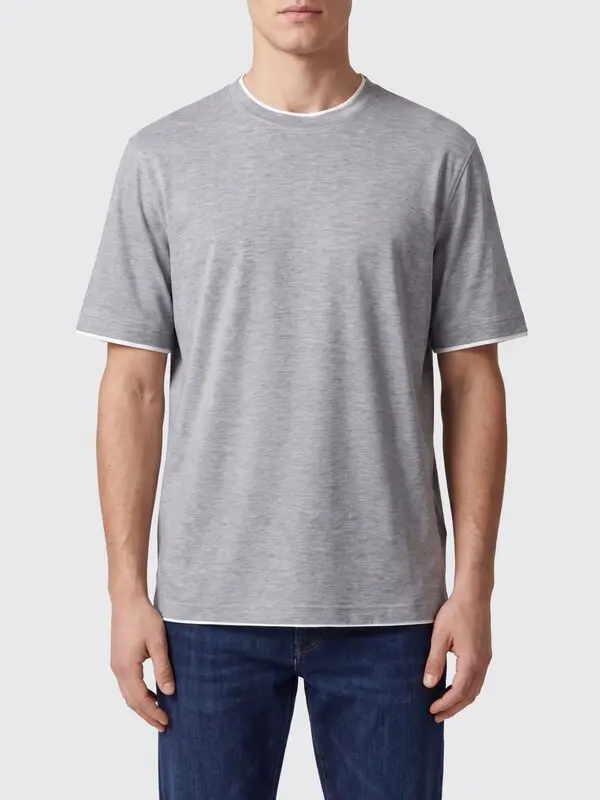 Brunello Cucinelli Silk And Cotton Blend Crewneck T-shirt With A Straight Hem