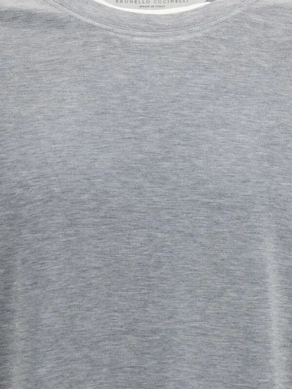 Brunello Cucinelli Silk And Cotton Blend Crewneck T-shirt With A Straight Hem