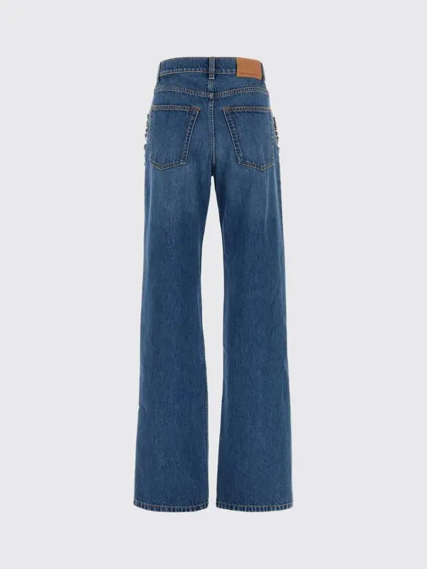 Stella McCartney High-waisted Wide-leg Jeans With Rhinestone Application