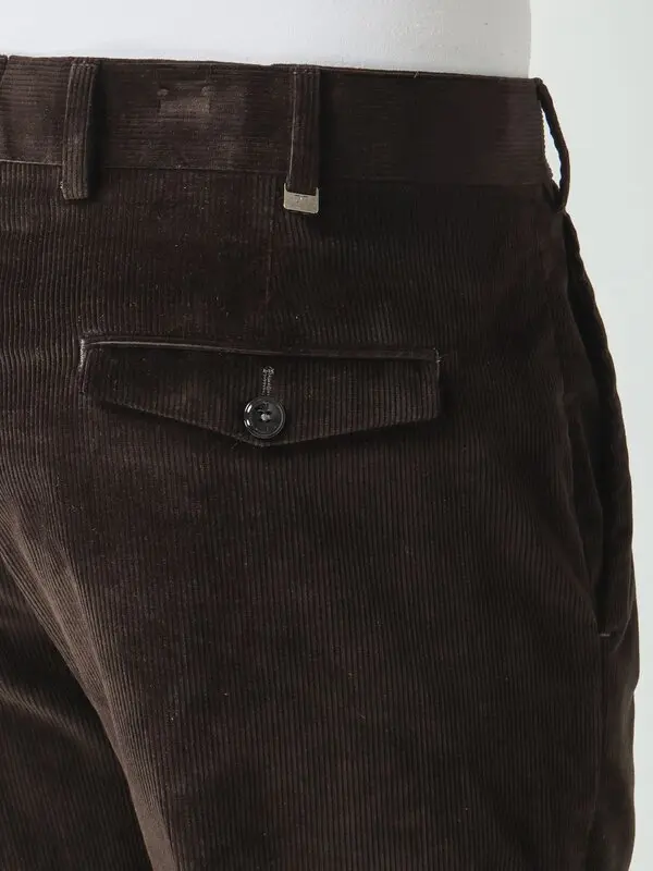 PT TORINO Slim Fit Corduroy Trousers With Concealed Fastening - Dark