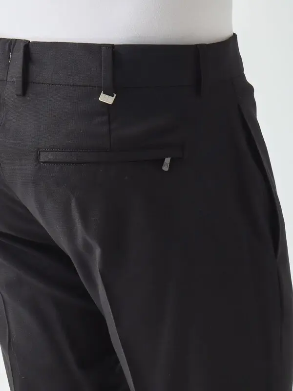 PT TORINO Slim Fit Tailored Trousers In Virgin Wool Blend - Black