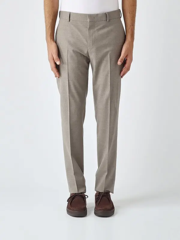PT TORINO Slim Fit Tailored Virgin Wool Blend Trousers - Hazel