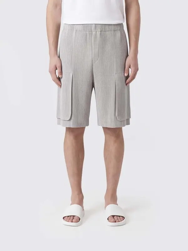 Issey Miyake Homme Plissé Pleated Crêpe Cargo Shorts With Elastic Waistband - Grey