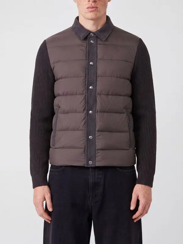 MOORER Shirt-style Quilted Nylon Padded Jacket With Snap Buttons
