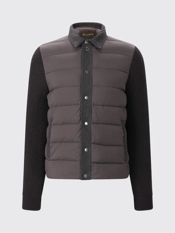 MOORER Shirt-style Quilted Nylon Padded Jacket With Snap Buttons