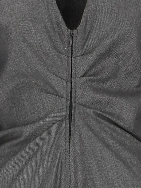 MAISON MARGIELA V-neck Midi Dress In Wool And Cotton With Draped Waist