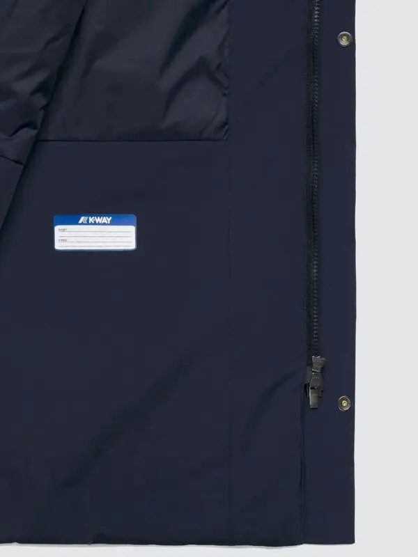 K-WAY Waterproof And Windproof Wool And Cashmere Parka With High Neck - Blue