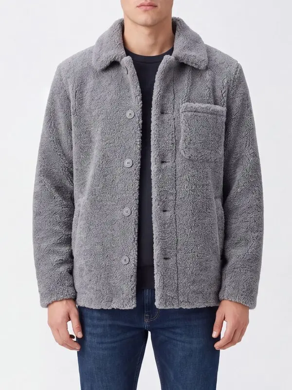 Herno Single-breasted Short Coat In Faux Fur - Grey