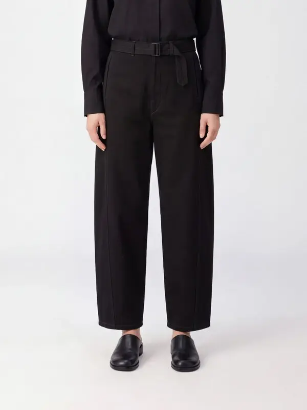LEMAIRE Wide-leg Cotton Trousers With An Adjustable Belt