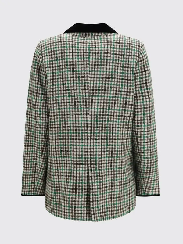 FORTE_FORTE Tartan Pattern Single-breasted Merino Wool Blazer
