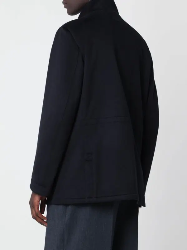 LARDINI Single-breasted Short Jacket In Pure Cashmere With High Neck And Hidden Closure