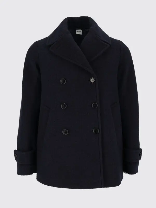 Aspesi Double-breasted Peacoat In Pure Virgin Wool With Cuff Straps