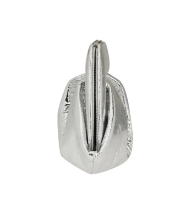 THEMOIRE Metallic Effect Clutch Bag - Silver