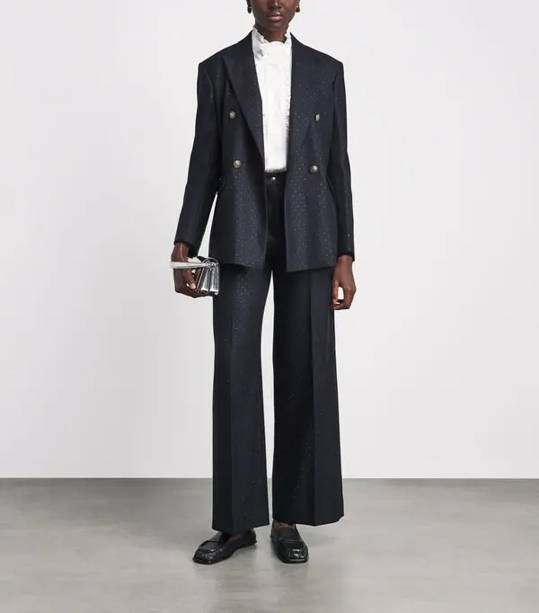 Sandro Wool Rhinestone Straight Trousers