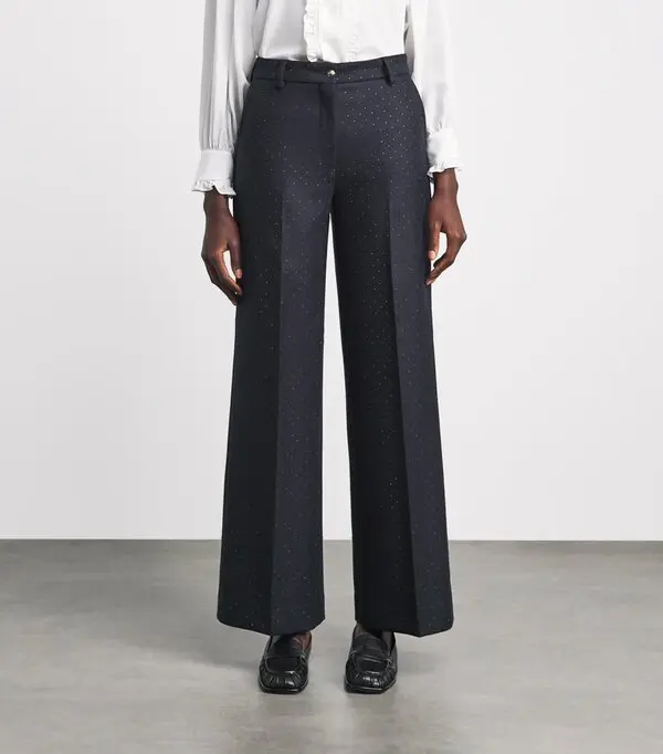 Sandro Wool Rhinestone Straight Trousers