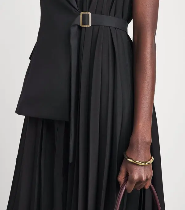 Sandro Pleated Wrap-around Midi Dress