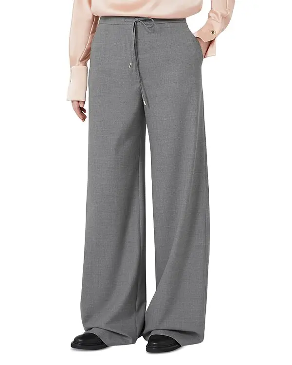 Max Mara Mstdenaro Wool Blend Drawstring Trousers - Medium Grey