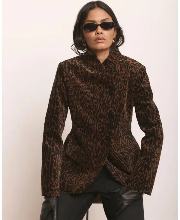 Mint Velvet High Neck Printed Velvet Jacket