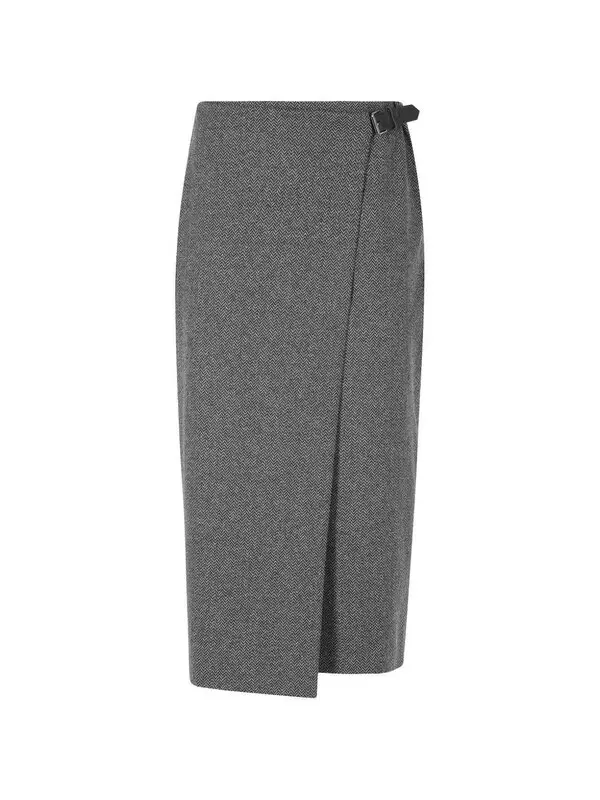 Max Mara Buckle-fastening Wrap Skirt - Grey