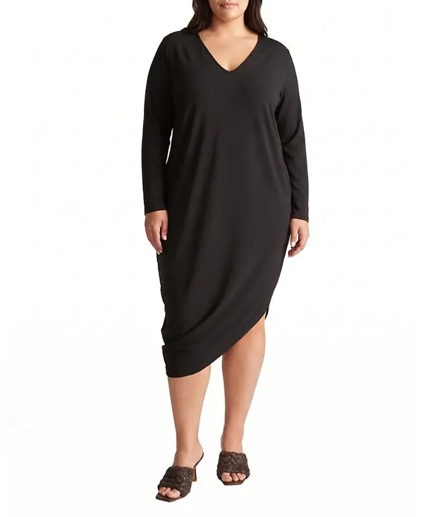 Universal Standard Plus Iconic Long Sleeve V-neck Geneva Dress