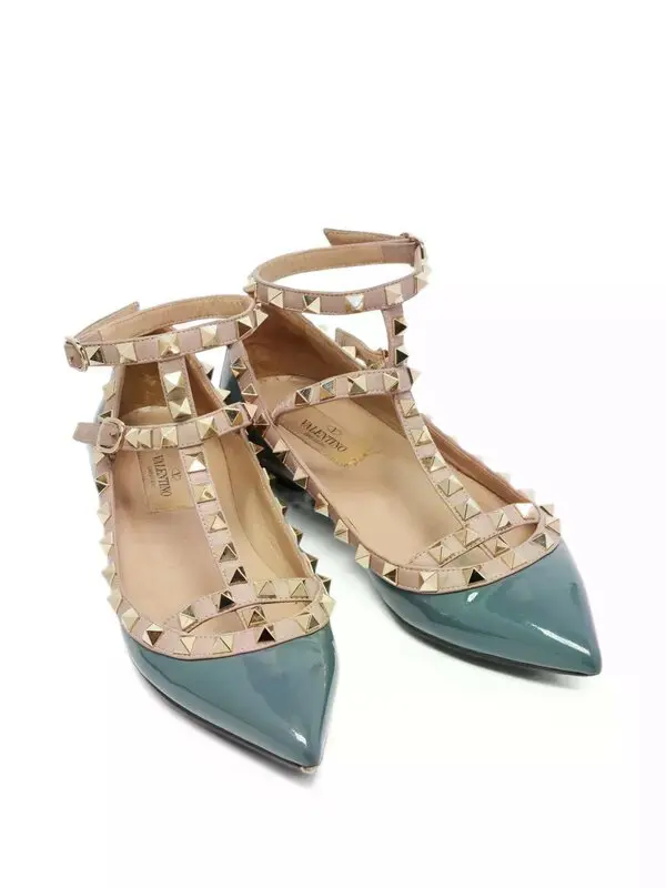 Valentino Garavani Rockstud Patent-leather Ballet Flats