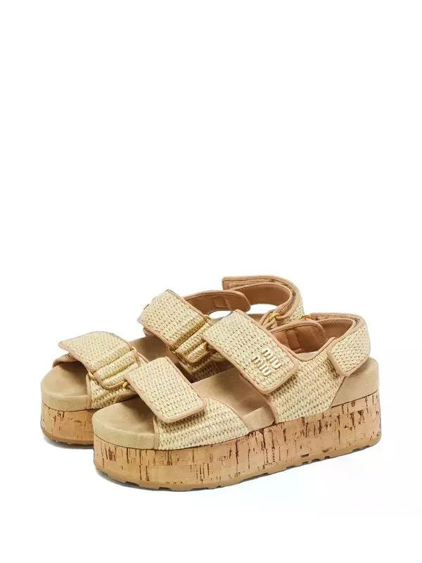 Miu Miu Raffia Platform Sandals