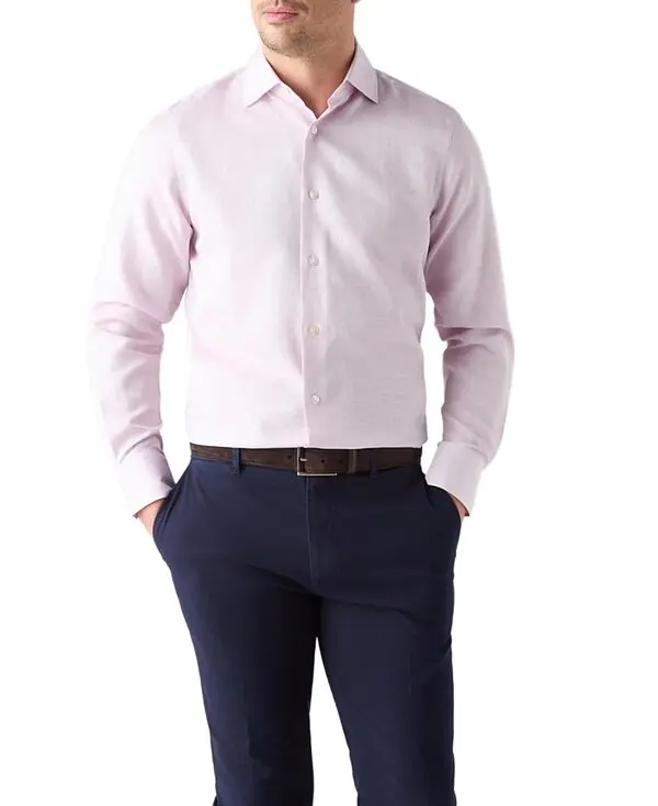 Robert Talbott Reynolds Cotton Linen Blend Shirt In Contemporary Fit - Raspberry