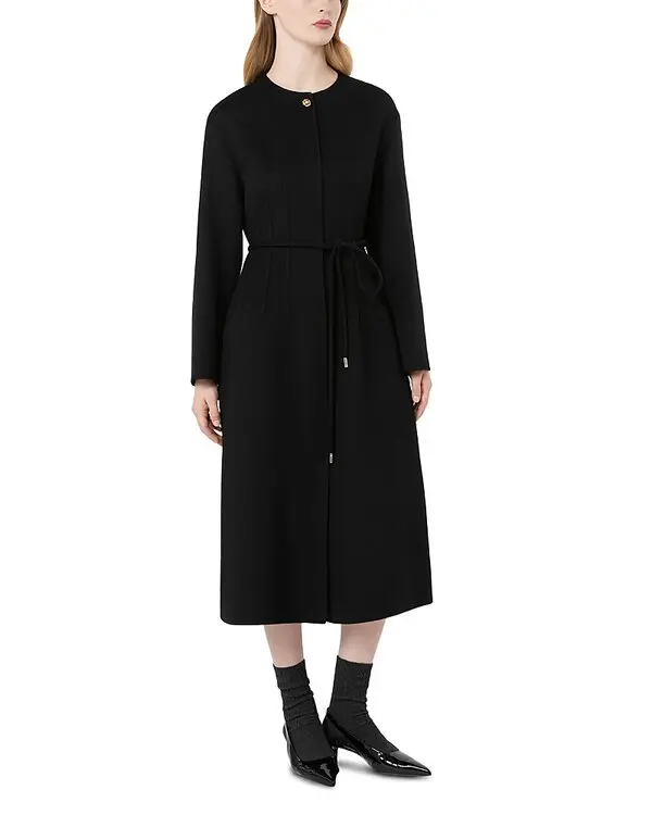 Max Mara Mstfiacre Wool Blend Coat - Black