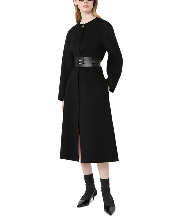 Max Mara Mstfiacre Wool Blend Coat - Black