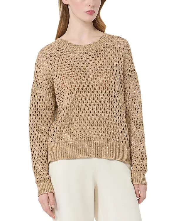 Max Mara Mstgeyser Cotton Mesh Knit Sweater - Camel
