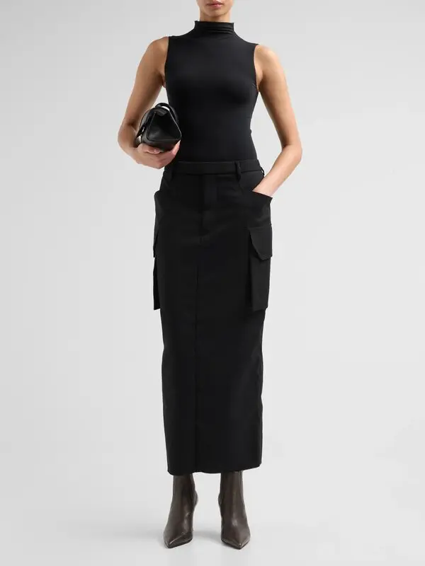 Rick Owens Firbanks Wool Pencil Midi Skirt