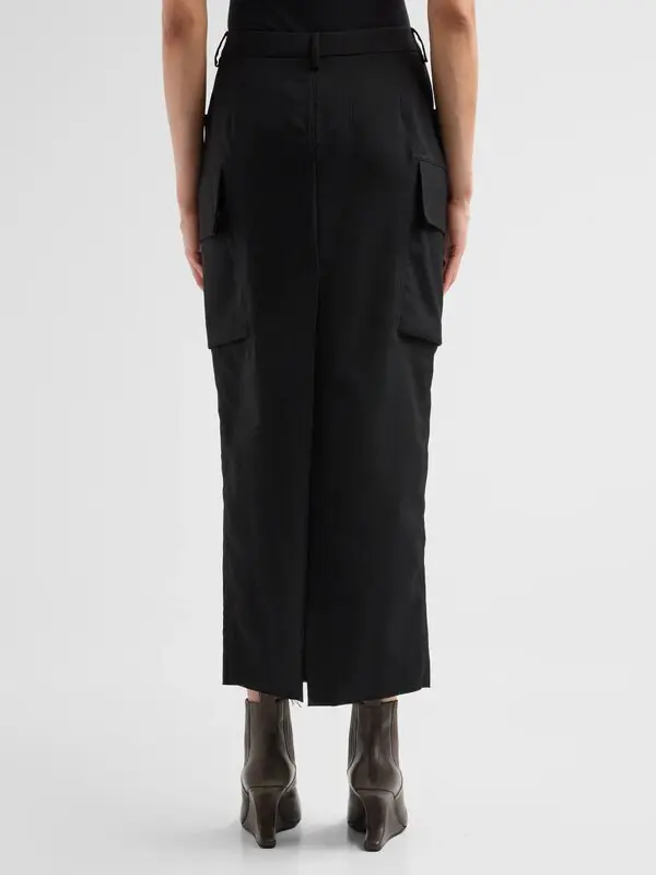 Rick Owens Firbanks Wool Pencil Midi Skirt