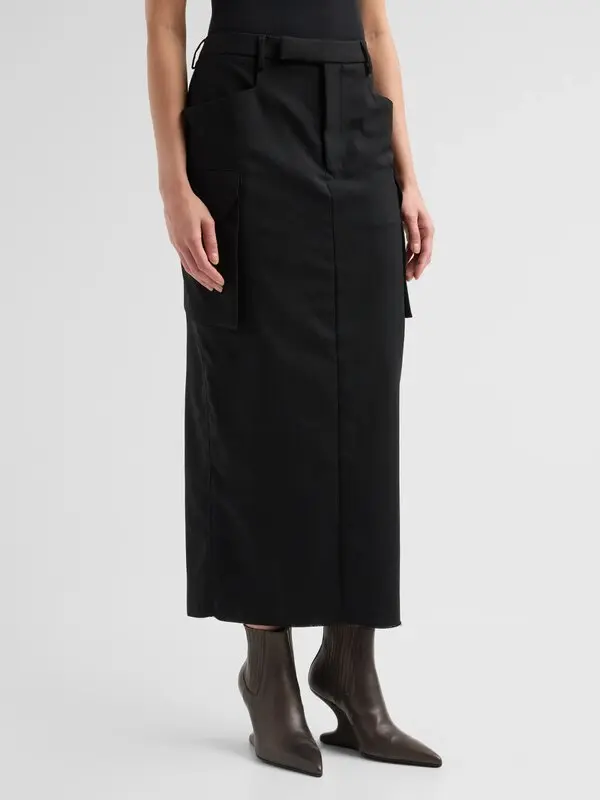Rick Owens Firbanks Wool Pencil Midi Skirt