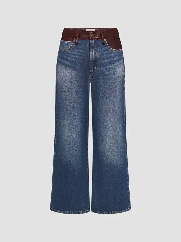 FRAME The Leather Contrast Swing Wide-leg Jeans