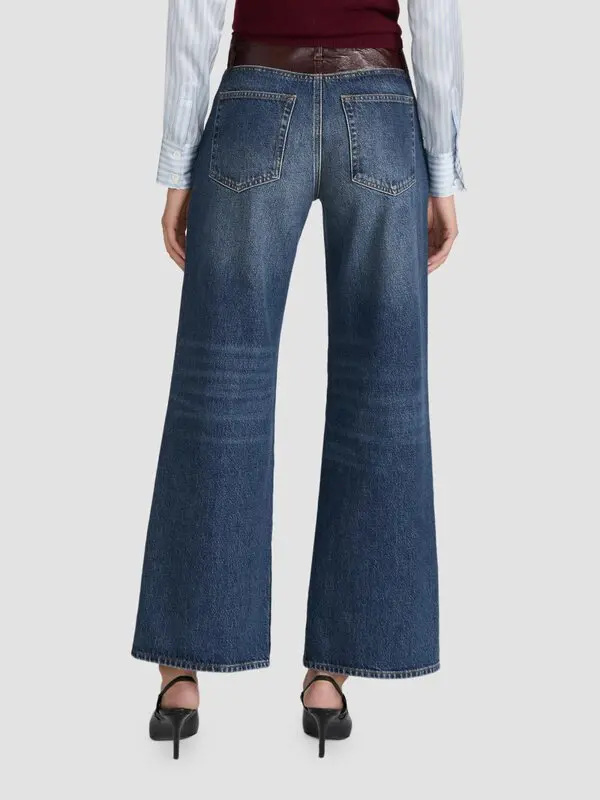 FRAME The Leather Contrast Swing Wide-leg Jeans