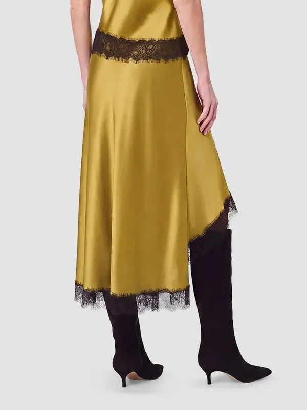NICHOLAS THE LABEL London Satin Lace-trim Asymmetric Skirt