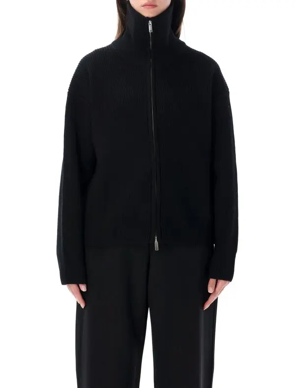 Studio Nicholson Zip-front Ribbed Knit Turtleneck Sweater