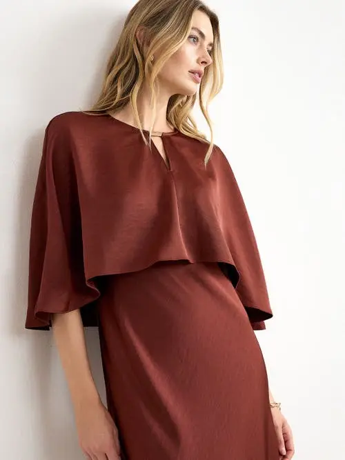 PHASE EIGHT Joni Satin Cape Maxi Dress