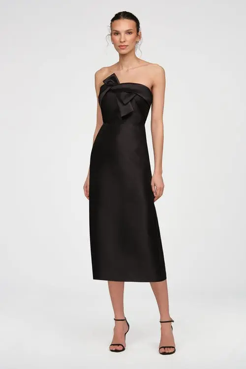 Theia Aliana Strapless Mikado Dress - Black