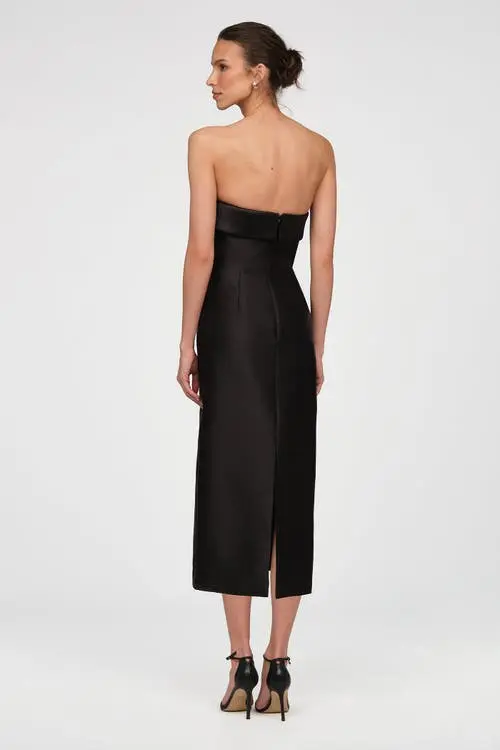 Theia Aliana Strapless Mikado Dress - Black